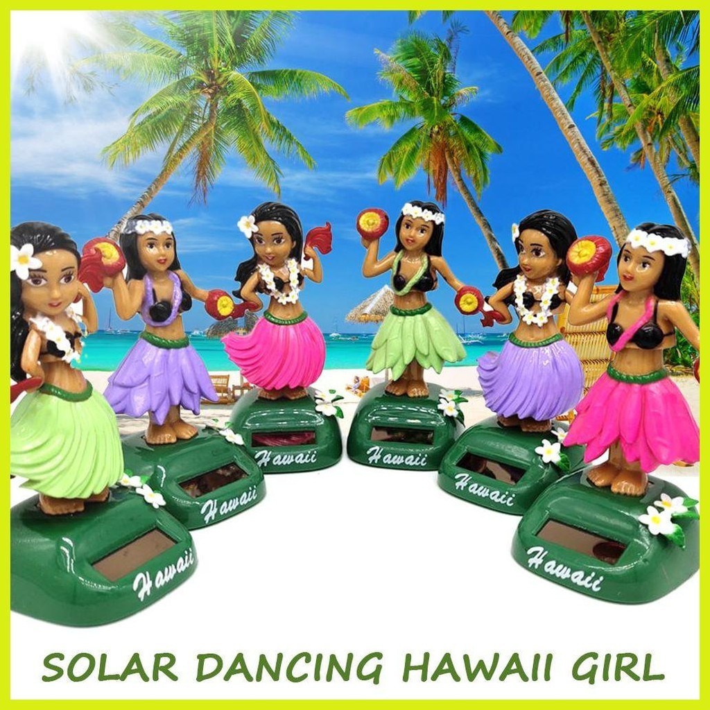 Solar Power Bobblehead Hawaii Grasrock Dancing Girl Car Dashboard Girl ...
