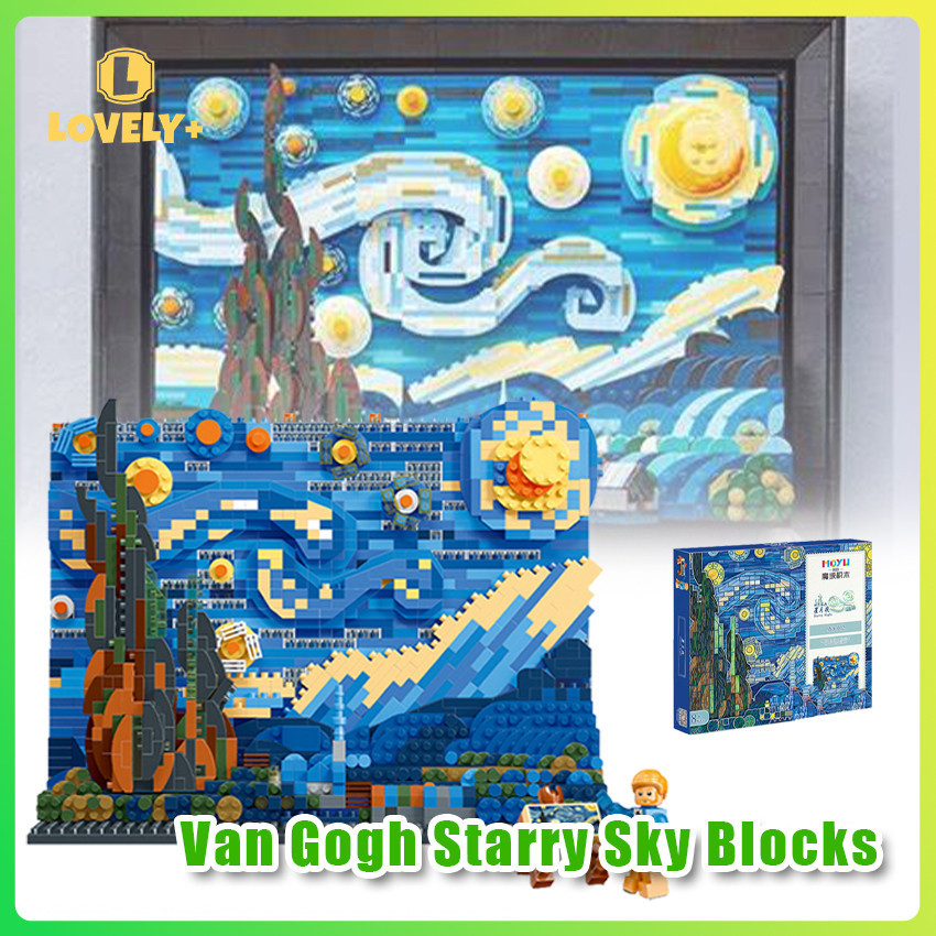 The Starry Night Micro Building Blocks Set Pixel Art Painting Model ...