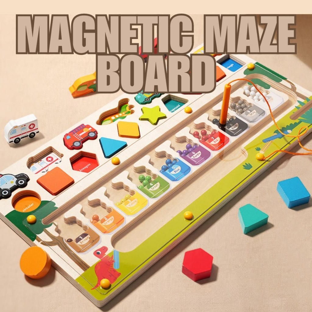 BYJ Wooden Magnetic Maze Board Montessori Toy Preschool Educational Toy ...