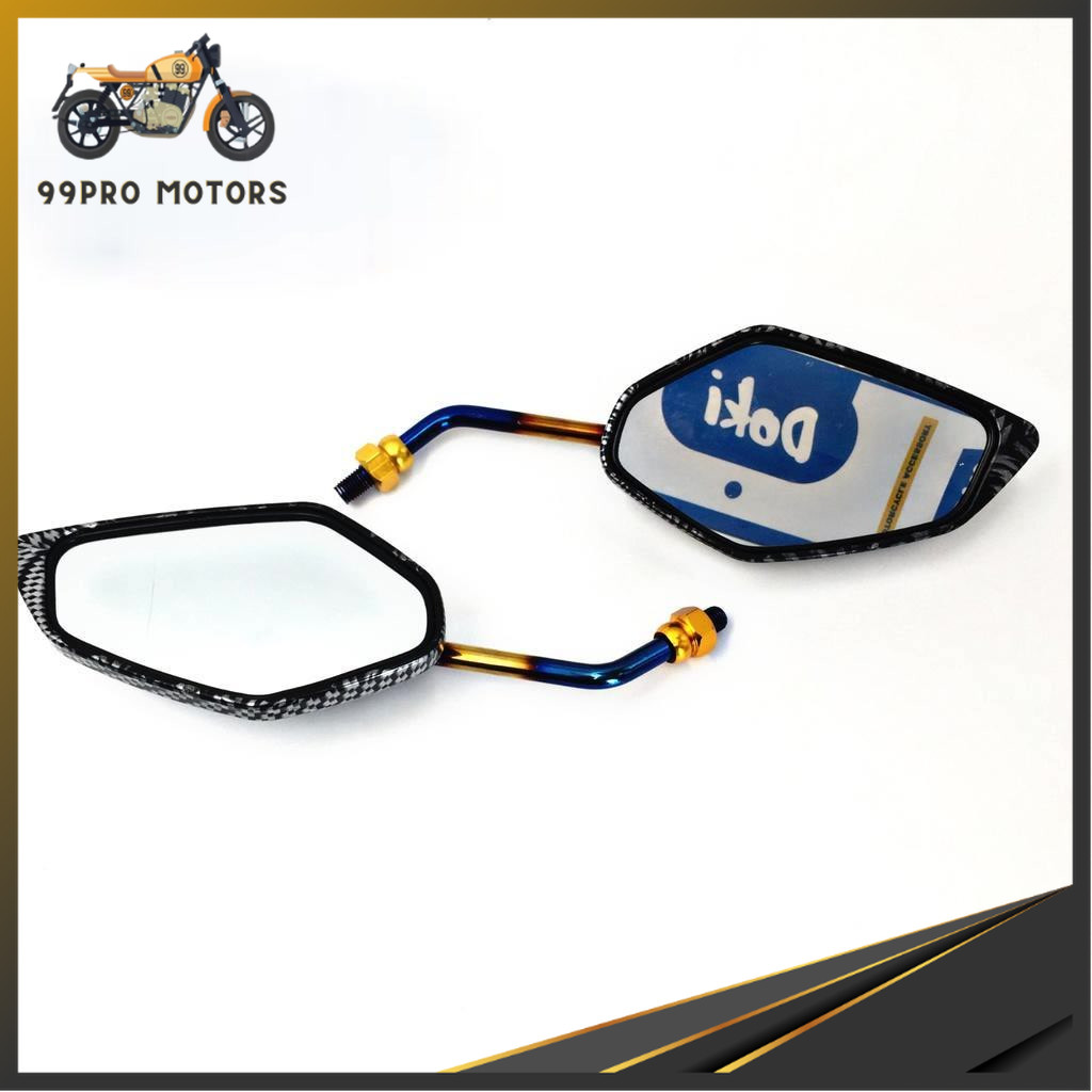 MOTORCYCLE PARTS UNIVERSAL TITANIUM STEM CARBON SIDE MIRROR[99PRO MOTOR ...