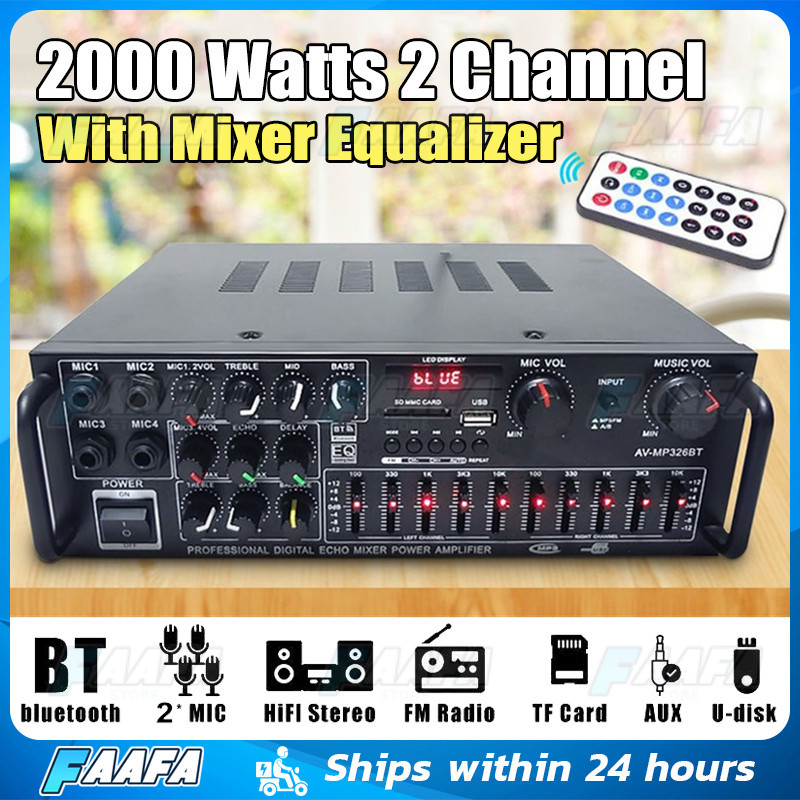 【HOT】2000 Watts 2 Channel Amplifier With Mixer Equalizer Usb Bluetooth ...