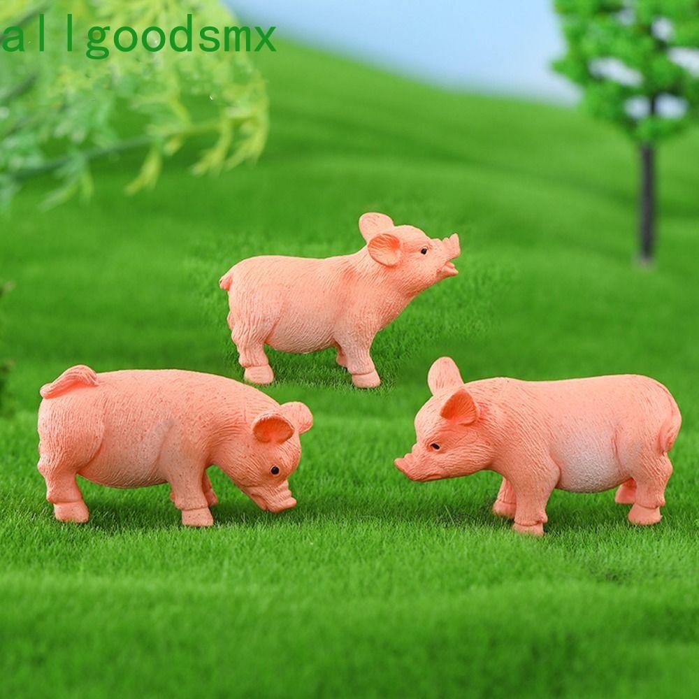 ALLGOODS 3pcs Pig Statue, Realistic Plastic Pig Miniature Figurine ...