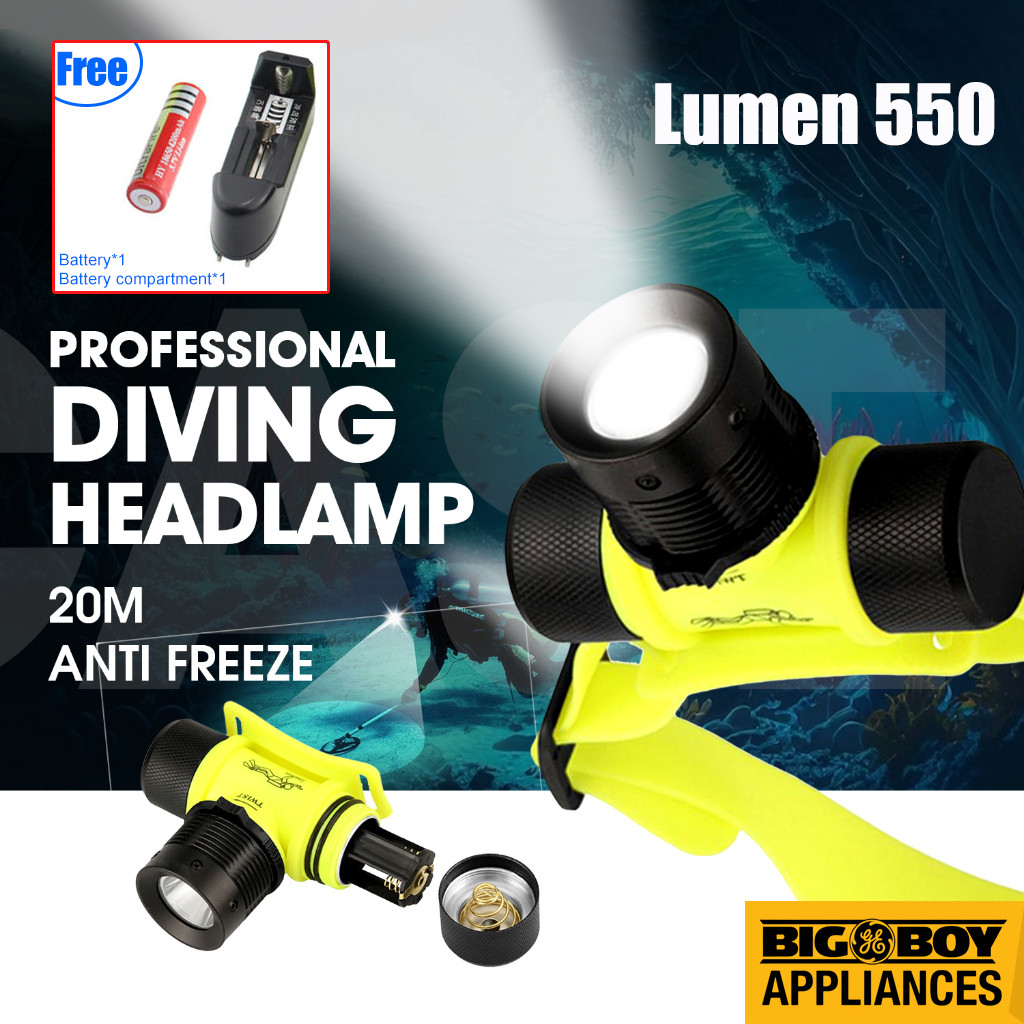 Professional Diving Headlamp Flashlight Waterproof XML T6 Underwater 20 ...