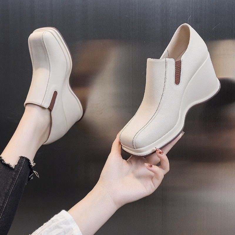 High New Thick Slope Heel Women's Cover Foot Heightening Single Shoes ...