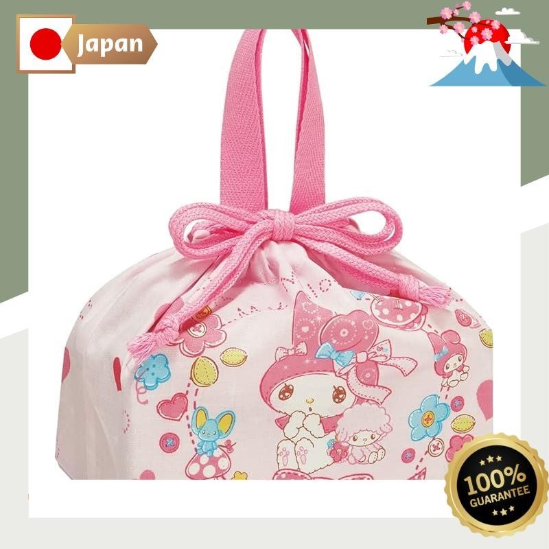 Skater's My Melody Sparkling Doll Lunch Box Drawstring Bag with Gusset for Girls, Made in Japan ...