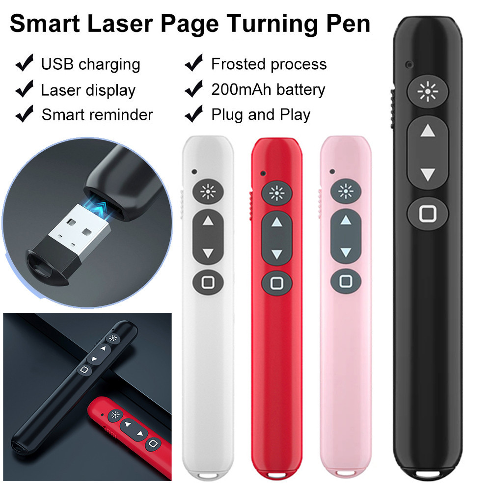 Rechargeable Powerpoint Presenter Clicker and Pointer with Laser Laptop Remote for PPT ...