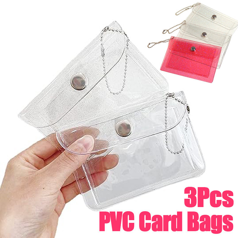 1/3Pcs Transparent Waterproof PVC Card Bags/Mini Wallet Girls Coin PU ...