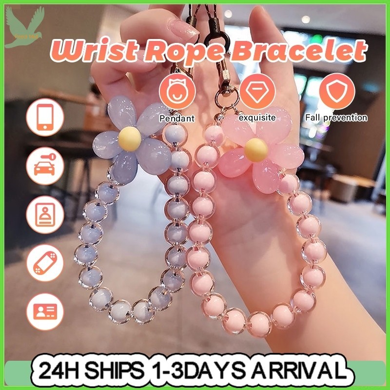 Anti-lost Flower Candy Phone Keychain Chain Lanyard Key Beaded Case ...