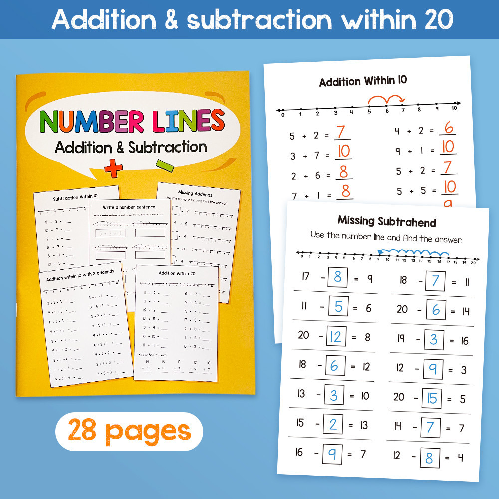 0-20 Addition and Subtraction Exercise Book for Kids Children ...