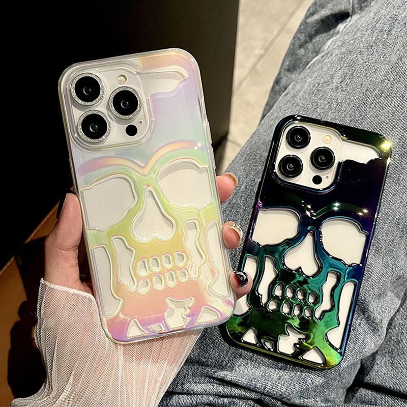 Luxury Matte Plating Metallic Color Cover Hollow Out Skull Hard Case ...