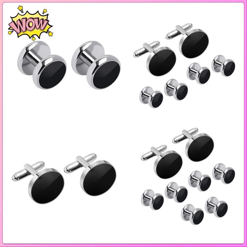 [ Cufflinks and Studs Set Classic Match Unique Formal Solid Jewelry Tuxedo Anniversary Men ...