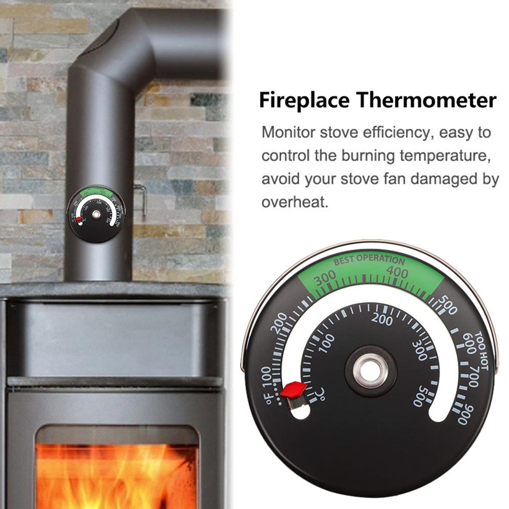 Wood Burning Stack Thermometer Magnetic Fire Stove Pipe Thermometer ...