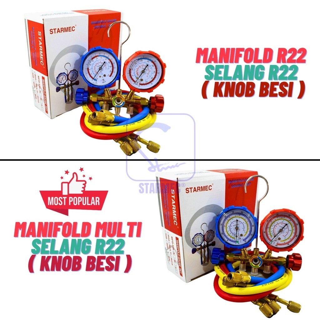 Manifold AC R22 R410 R32 Double+Hose R22 Coupler (Iron Nozzle) | Shopee ...