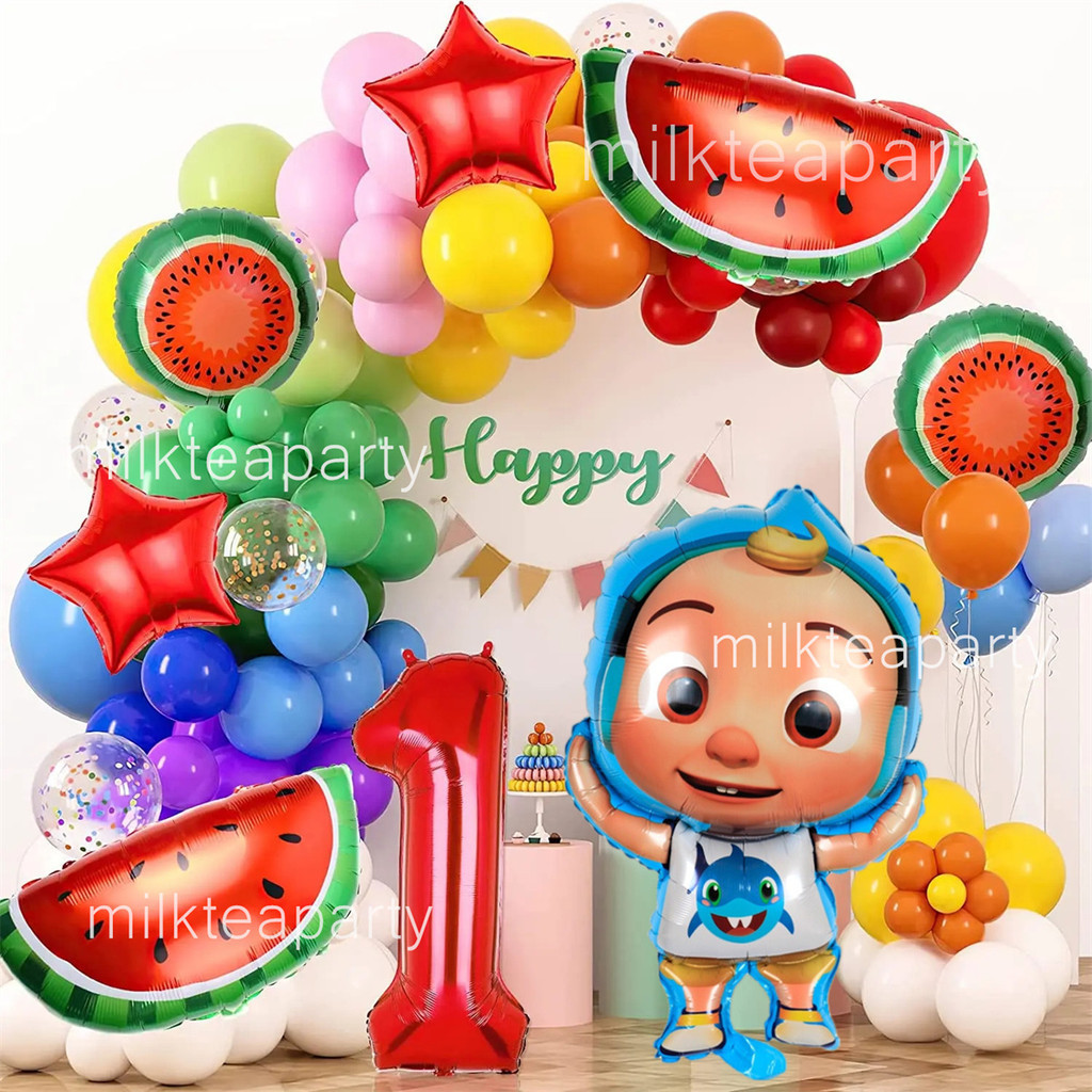 Cocomelon Balloons Chain Watermelon Foil Colorful Latex Balloons Baby ...
