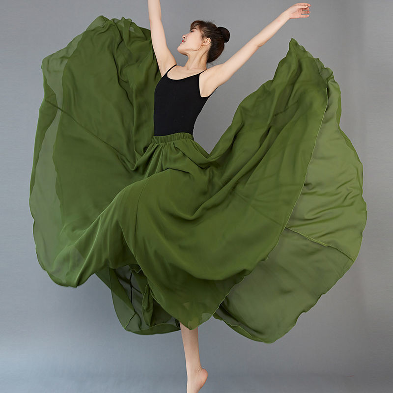 Dance Long Skirt Chiffon Skirt 720 Degree Large Swing Skirt Practice ...
