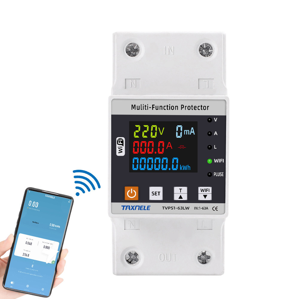 TAXNELE WIFI TUYA Smart Switch Energy Meter Kwh Metering 63A Circuit ...