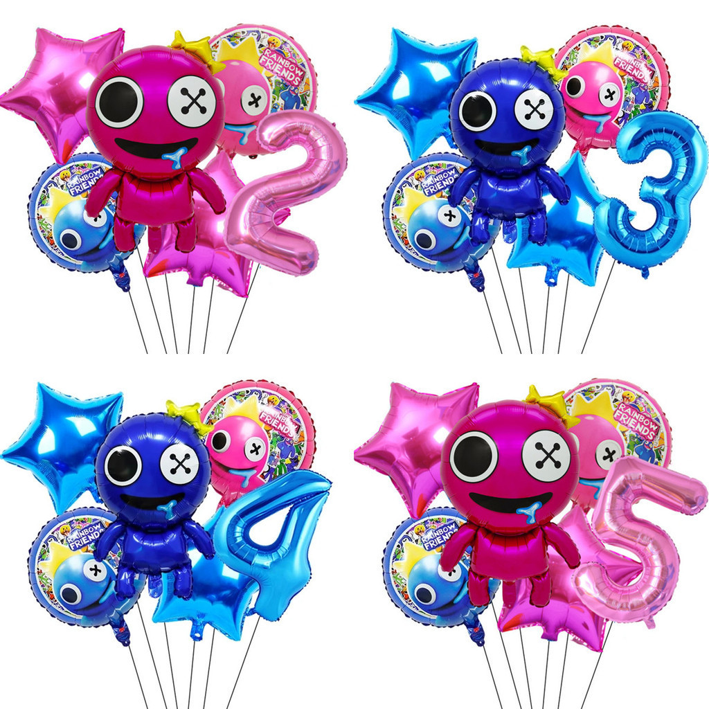Rainbow Friends Theme Balloon Set Blue Rose Red Friend Roundball Foil ...