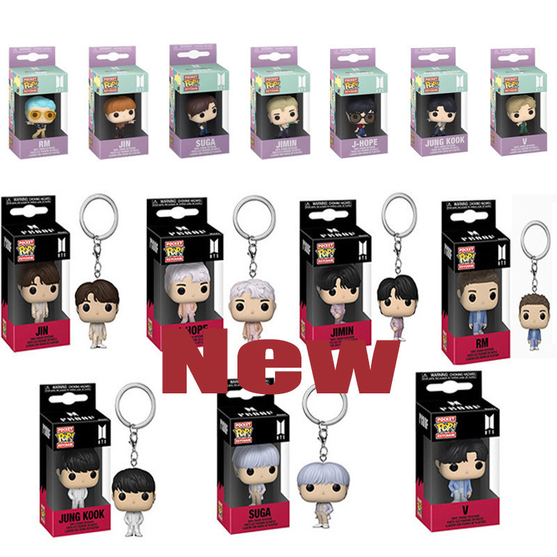 Funko Pop Keychain BTS Action Figure JIN JUNG KOOK J-HOPE JIMIN V SUGA RM Model Keyring Doll ...