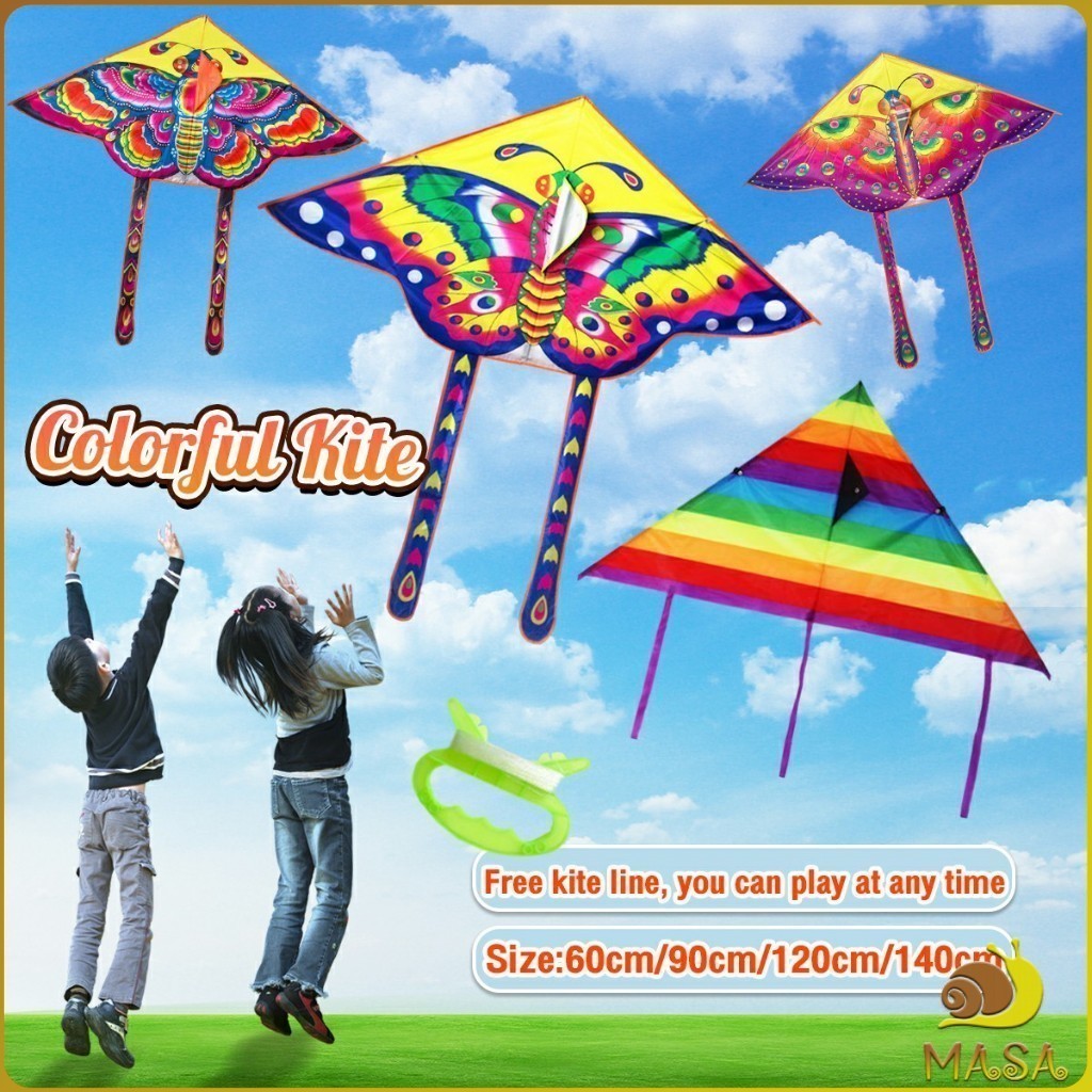MASA Colorful Butterfly Kite Triangular Rainbow Kites Children Outdoor ...