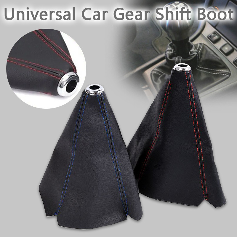 Universal PU Leather Car Gear Shift Collars Carbon Fiber Auto Car ...
