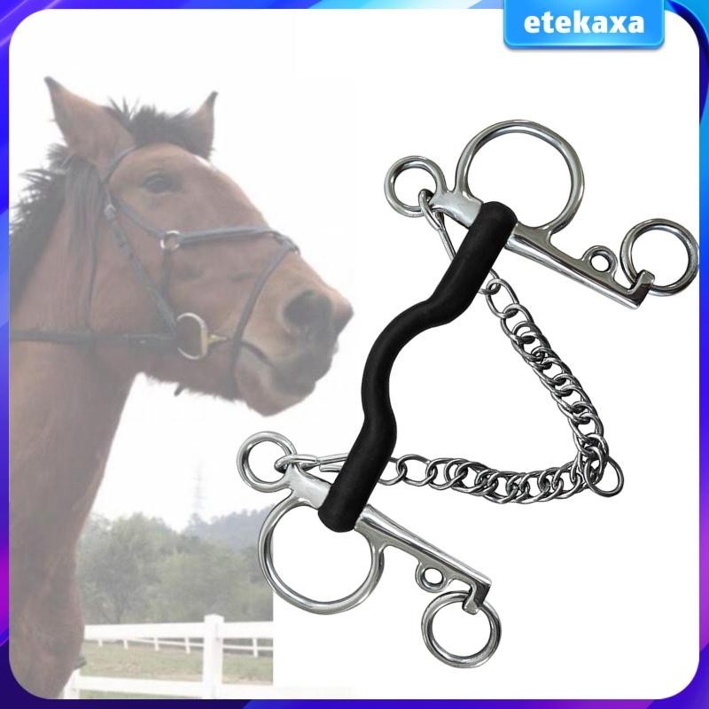 [Etekaxa] Horse Bit with Stainless Steel Chain and Cheek Mouth for ...