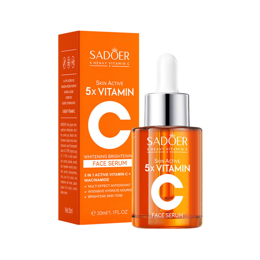 SADOER 5 in 1 Active Vitamin C Face Essence 30ml Niacinamide Brightening Skin Tone Antioxdant ...