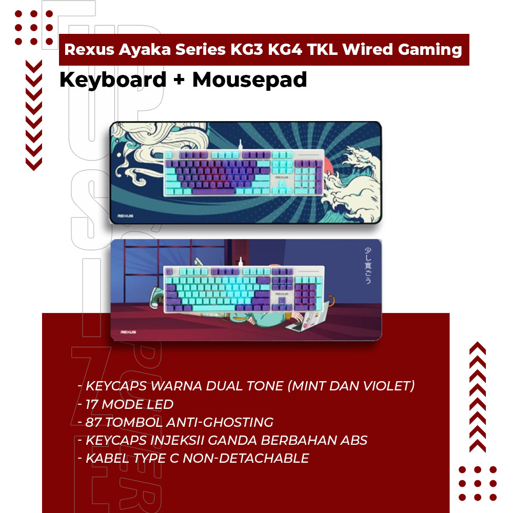 Rexus Ayaka Series KG3 KG4 TKL Wired Gaming+Mousepad | Shopee Philippines