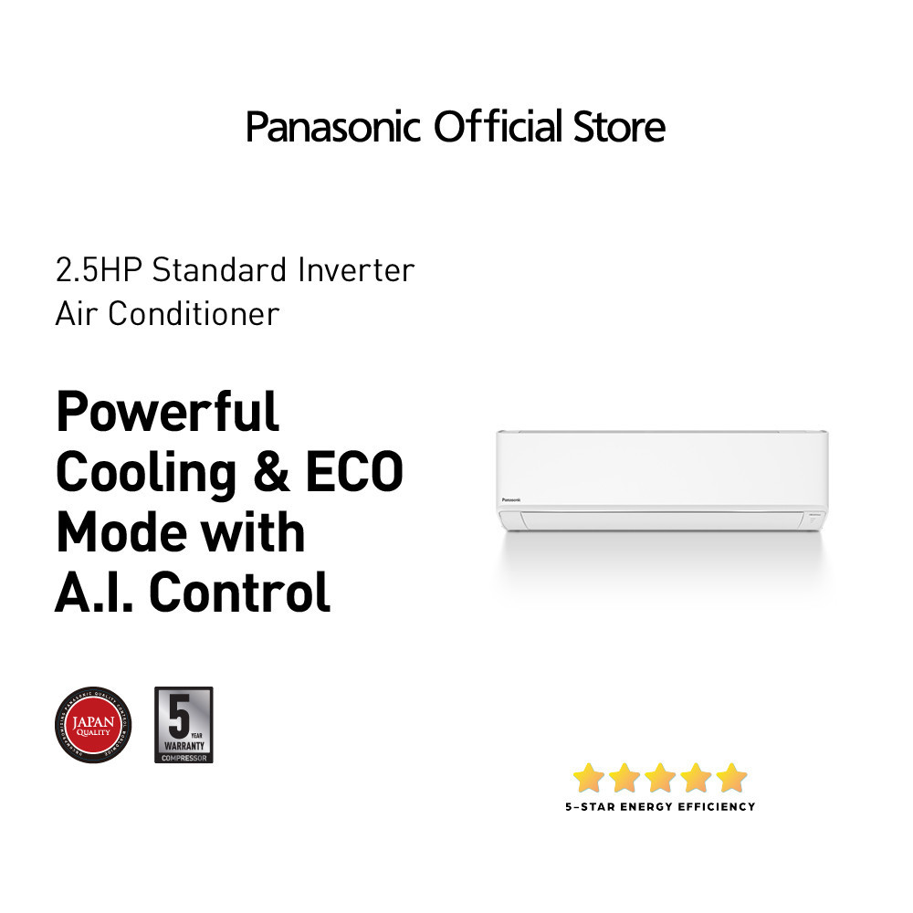 Panasonic CS-PU24AKQ 2.5HP Standard Inverter Split Type Aircon | Shopee ...