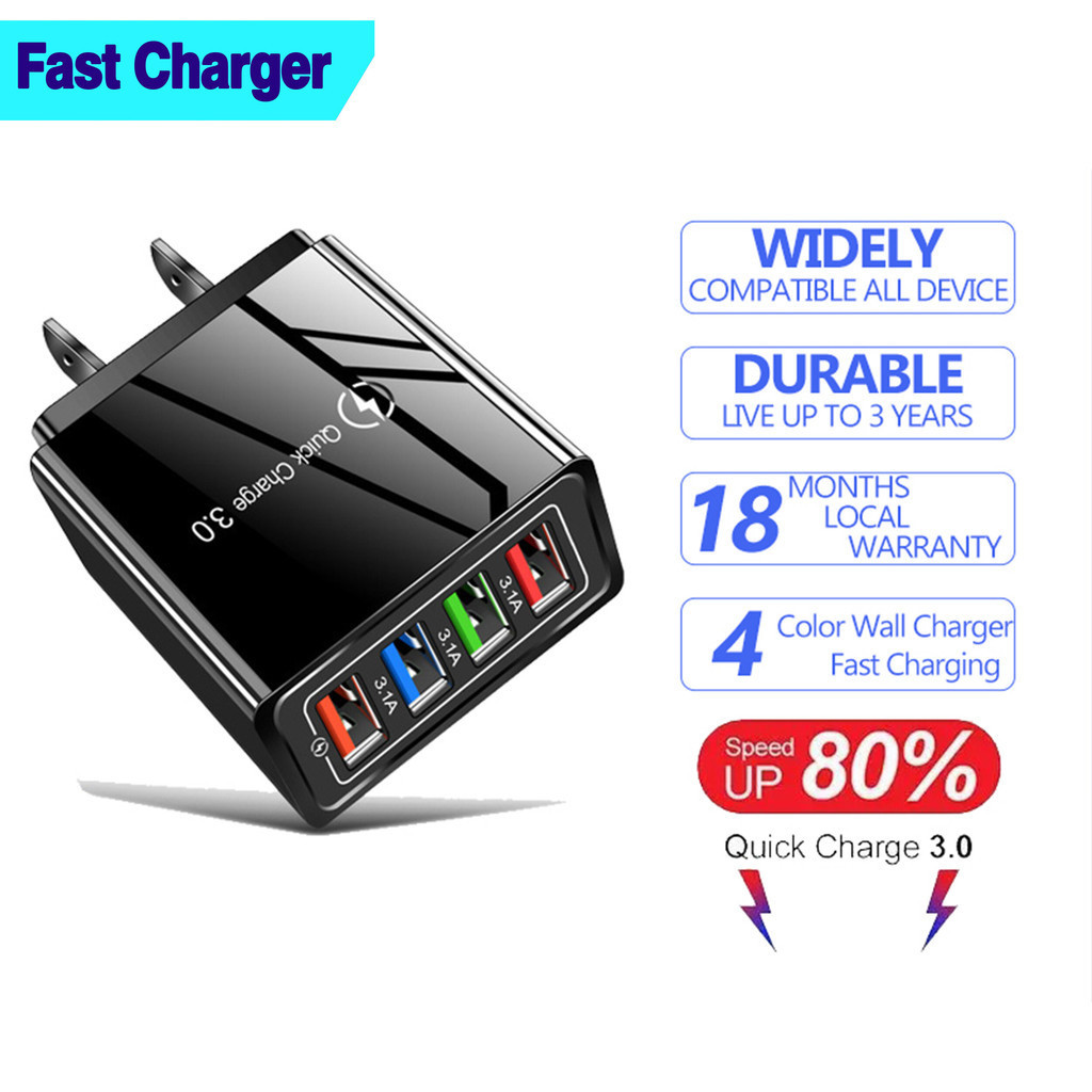 Qualcomm 3.0 & 35W Accessories Orig 4USB Color Wall Charger Fast ...