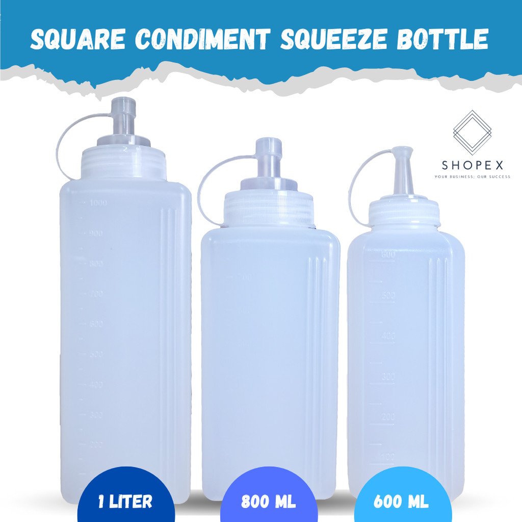 Transparent Plastic Condiment Squeeze Bottles with Lids 600ml / 800ml ...
