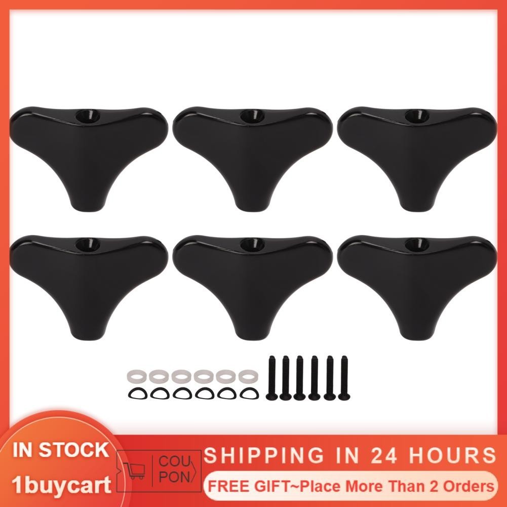 1buycart Bass Guitar Tuning Pegs Keys 6Pcs Button Fish Tail Type Black ...