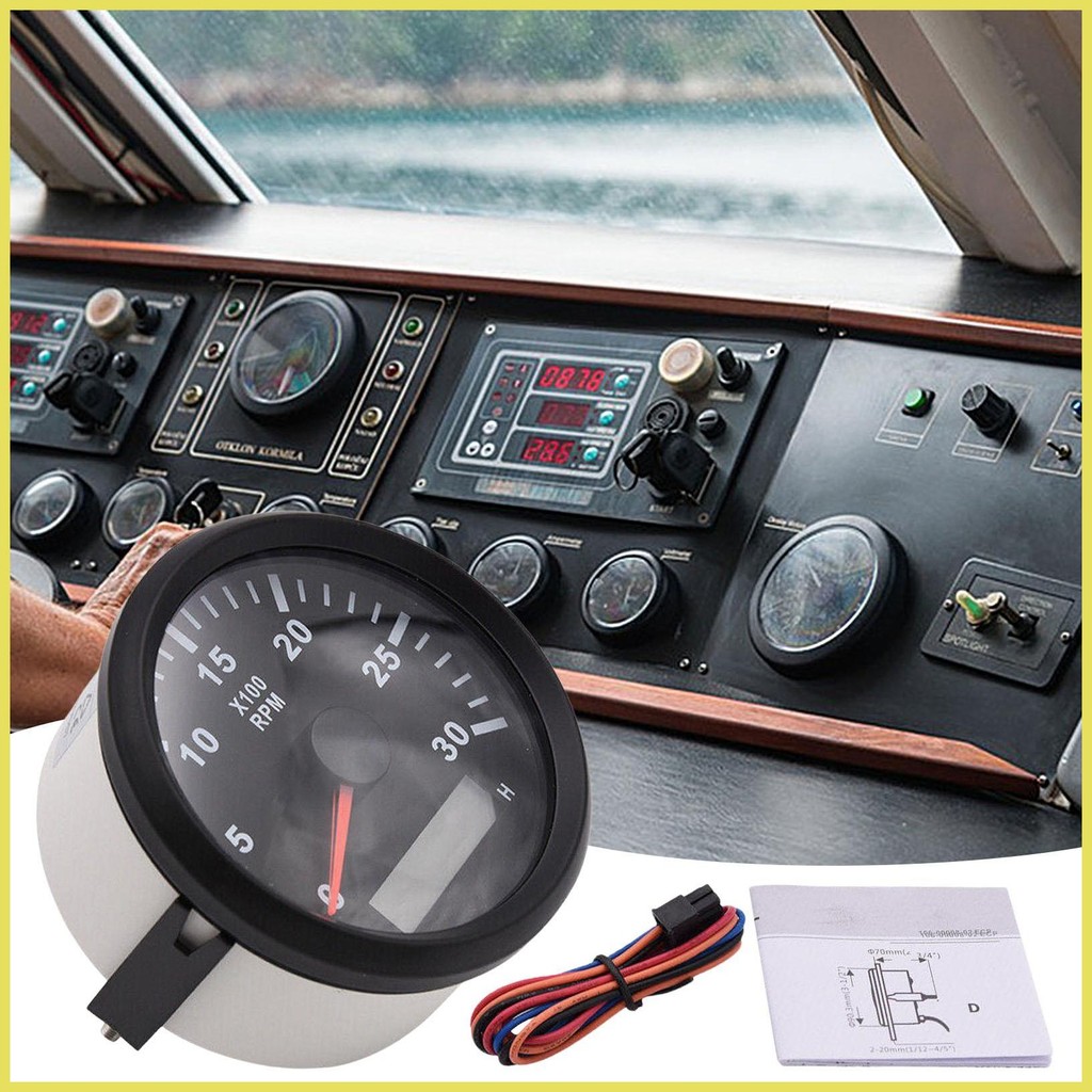 Marine Rpm Tachometer Gauge 85mm Waterproof Boat Rpm Tachometer Gauge ...
