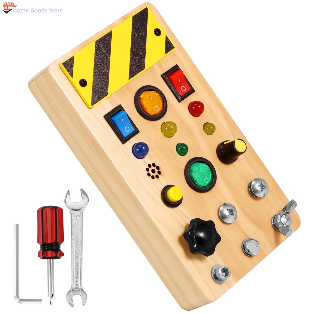 Montessori Busy Board LED Light Switch Busy Board Wooden Sensory Toys ...