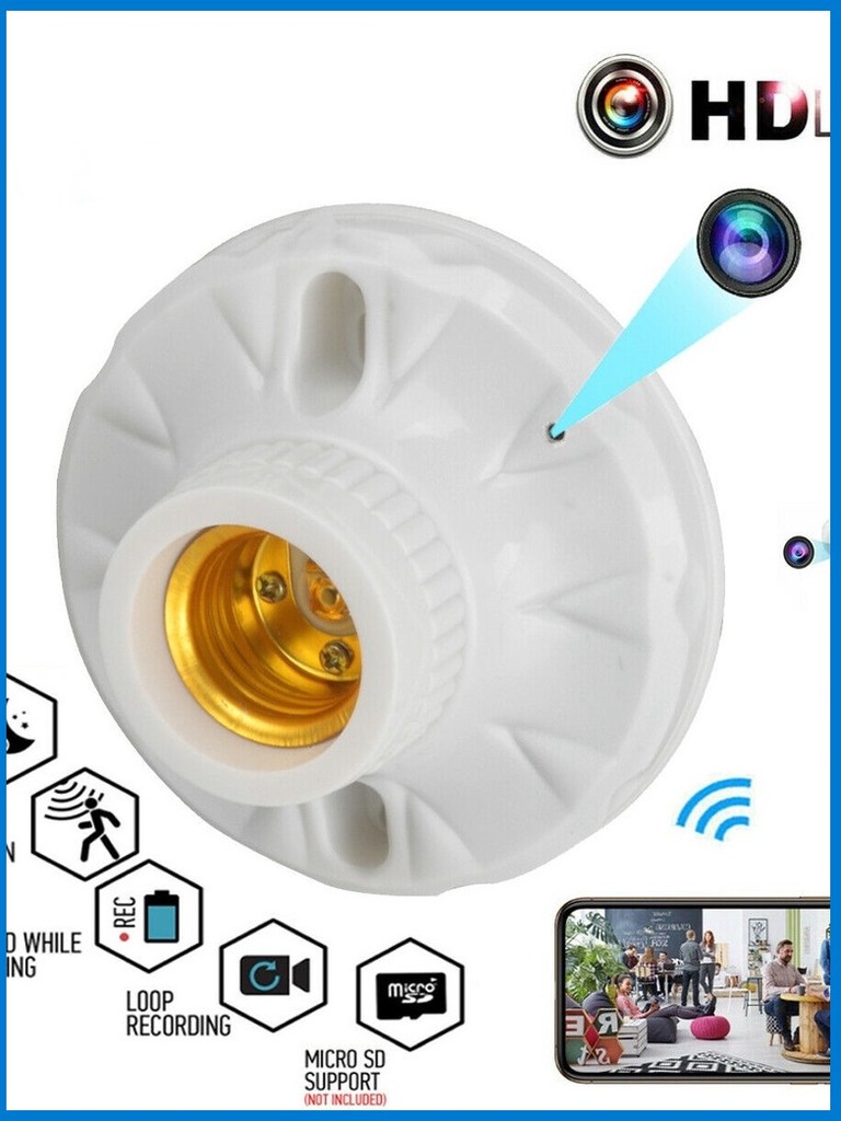 E27 Light Lamp Bulb Holder Socket With 1080P HD Mini spy Camera Wifi ...