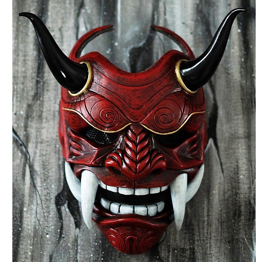Red Prajna Mask Can Drama Japanese Face Mask Latex Resin Grimace Fangs ...