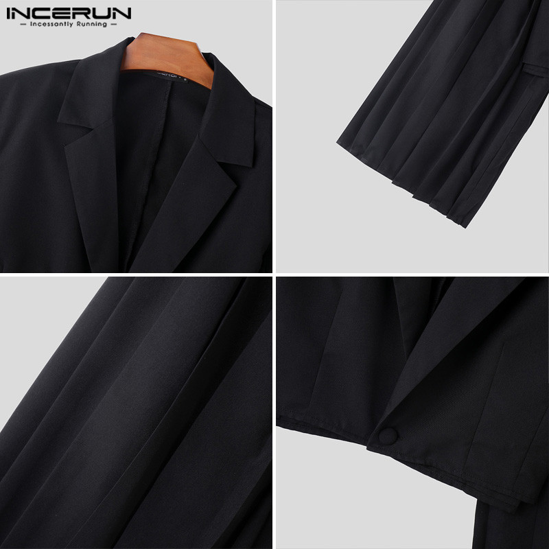 INCERUN Men Vintage Daily Pleating Design Cutoffs Solid Color Casual ...