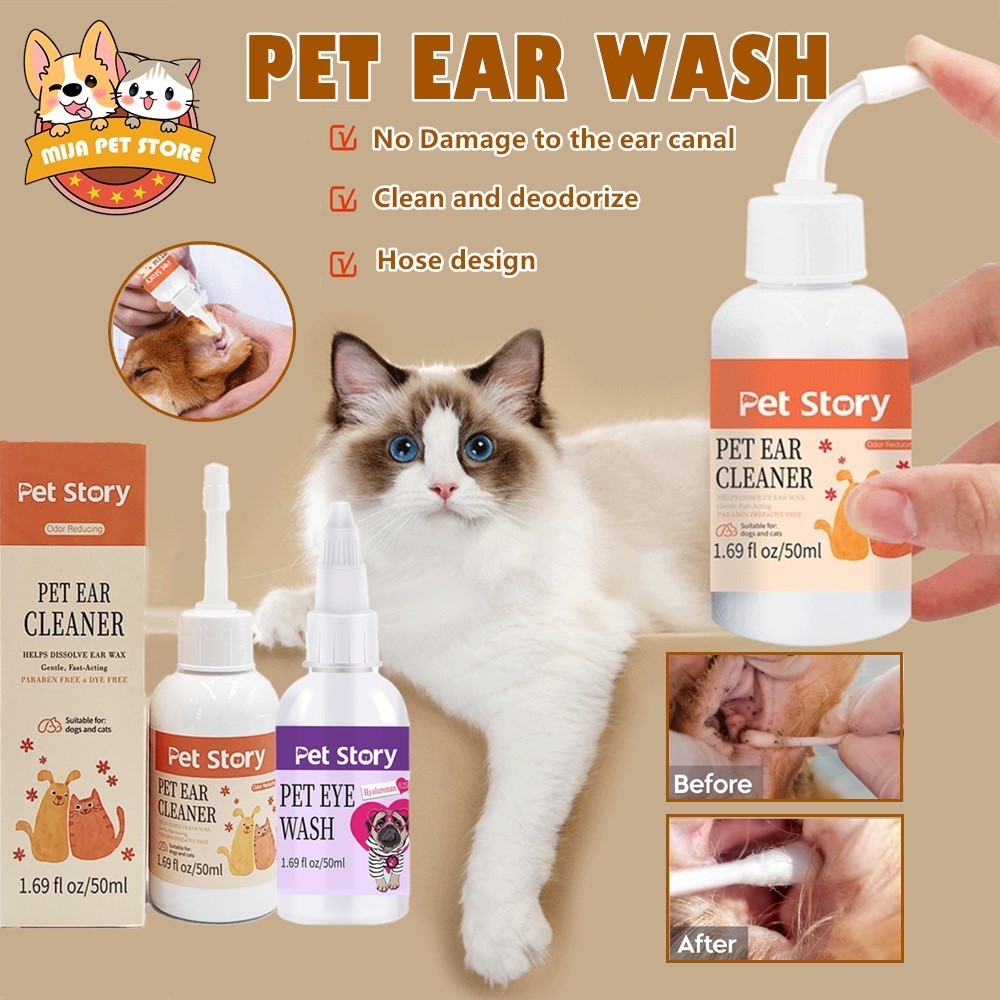 Pet ear mites cleaner odor Removal Ear Drops 50ml Eye drops Infection ...