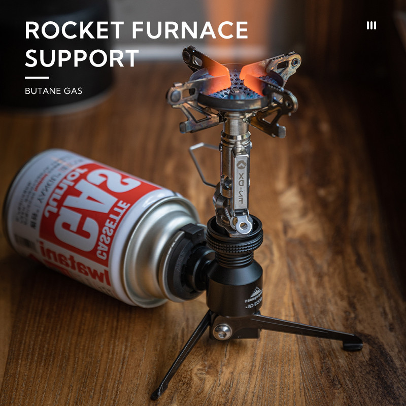 CAMPINGMOON Rocket Stove Stand Butane Converter Adaptor Camping Screw Type to Nozzle Gas Mount ...