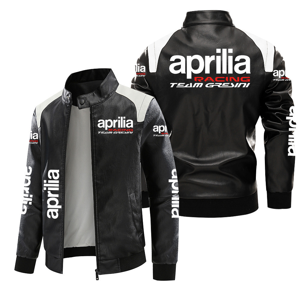 A aprilia Logo Leather Jacket Men's Large Size Warm Fleece Lining ...