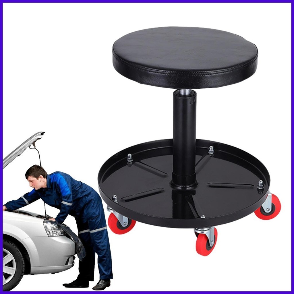 Garage Stool on Wheels Heavy Duty Rolling Stool Adjustable Roller Seat ...