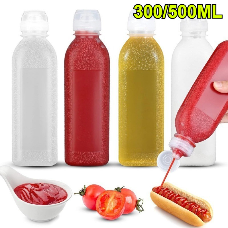 300/500ML Kitchen Condiment Squeeze Bottles Oil Bottle Plastic ...