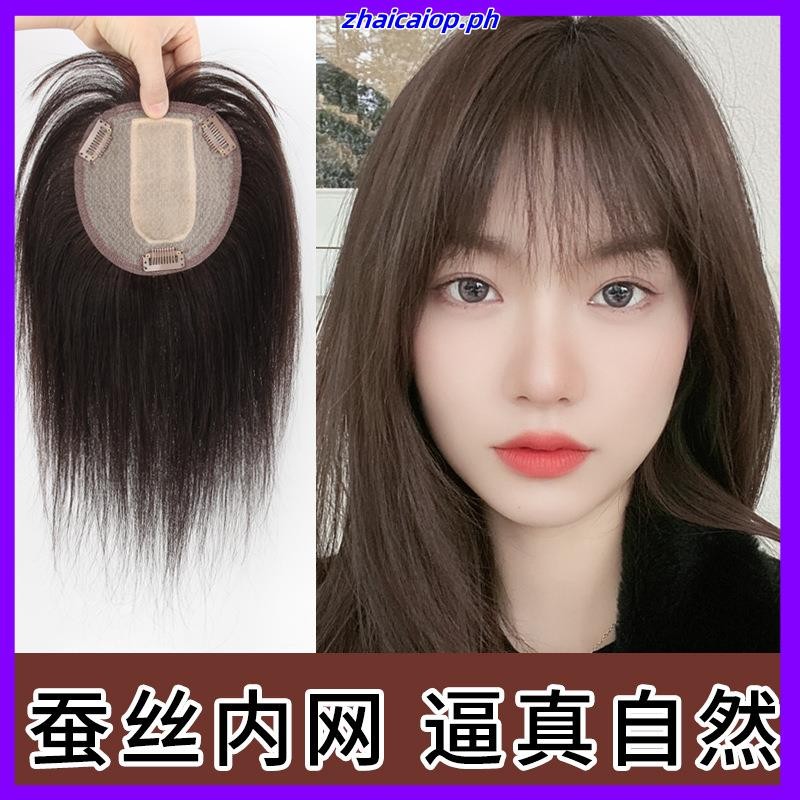 13cmx13cm Base 100% Human Hair Topper with Blunt Bang French Fringe ...