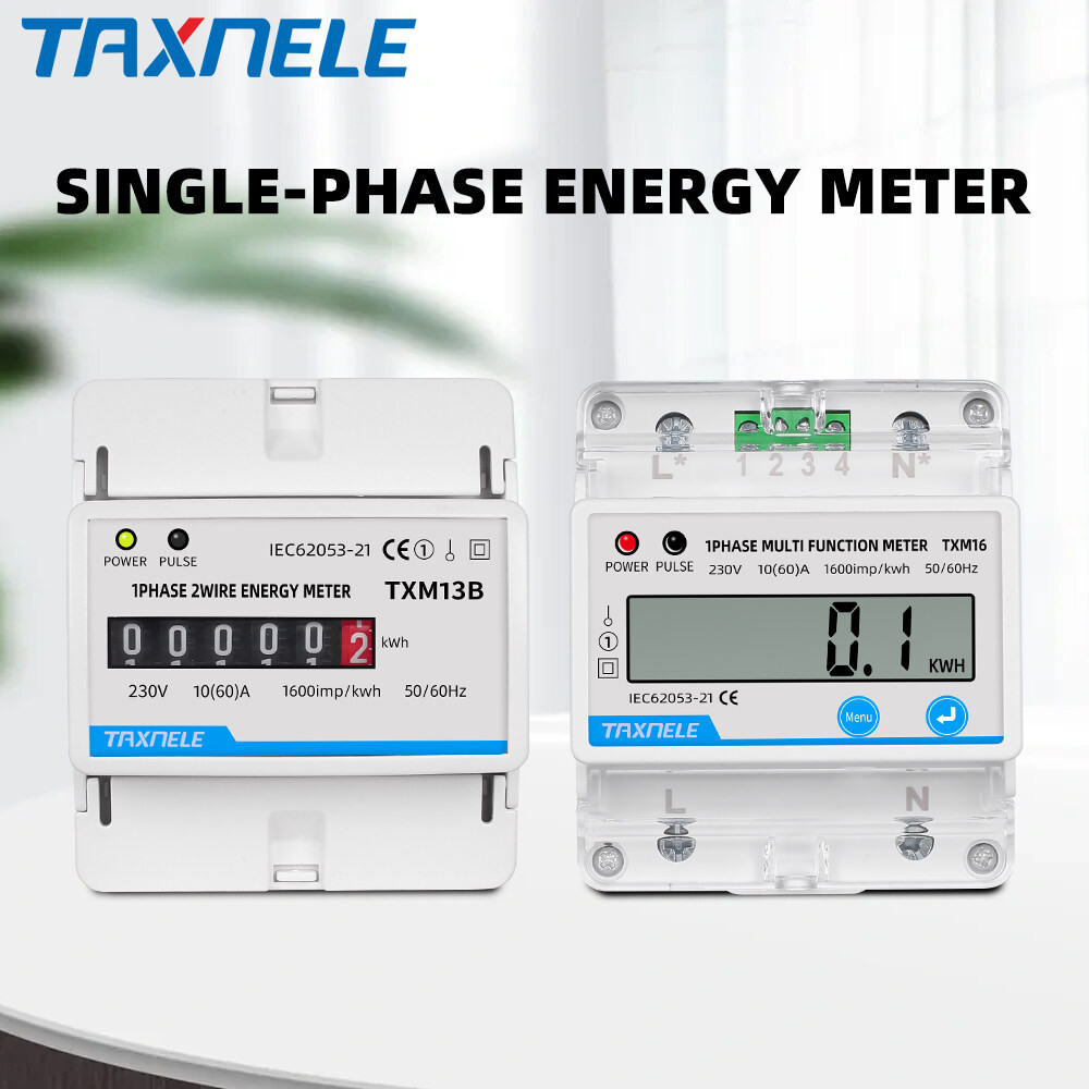 Din Rail Digital Power Energy Meter Single Phase 1P 2 Wire kWh AC 230V ...