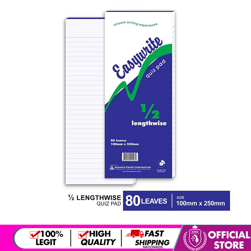Mini Home Easywrite Lengthwise Quiz Paper School Supplies 1/2 80 leaves ...