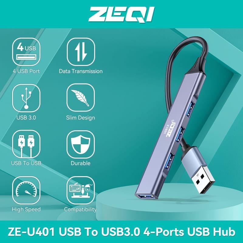 【COD】 ZE-U401 USB To USB 3.0 Ultra Slim Quad Splitter 4 Port USB Hub ...