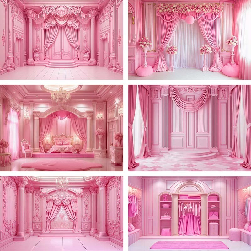 Pink Doll Birthday Backdrop Photography Baby Shower Kids Children Girl ...