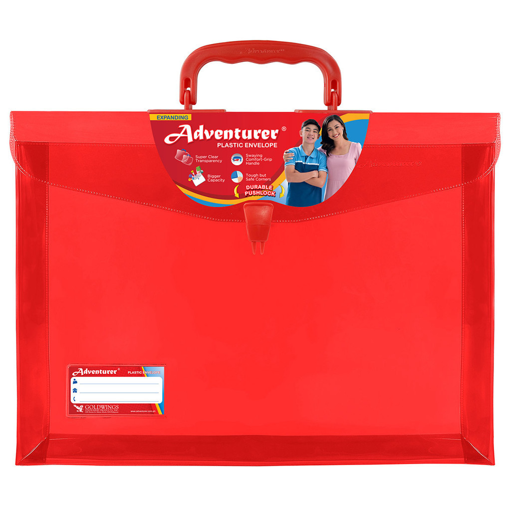 Adventurer Expanding Plastic Envelope Colored Transparent with Handle ...