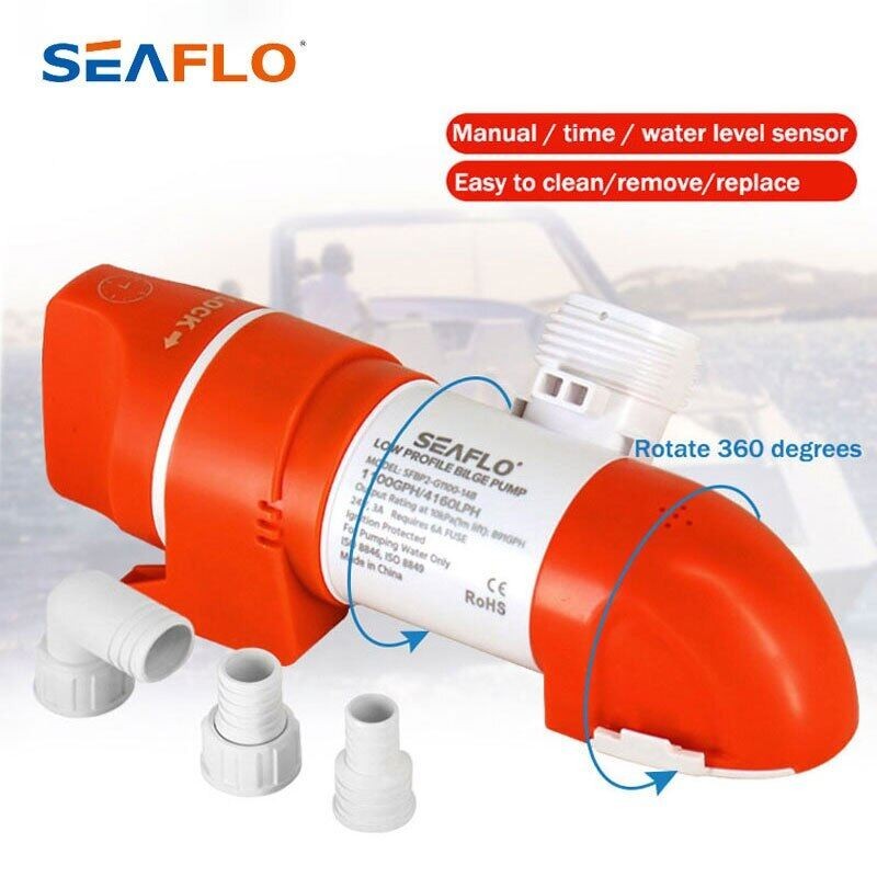SEAFLO Marine Water Pump 1100GPH 12V/24V Narrow Type Horizontal ...