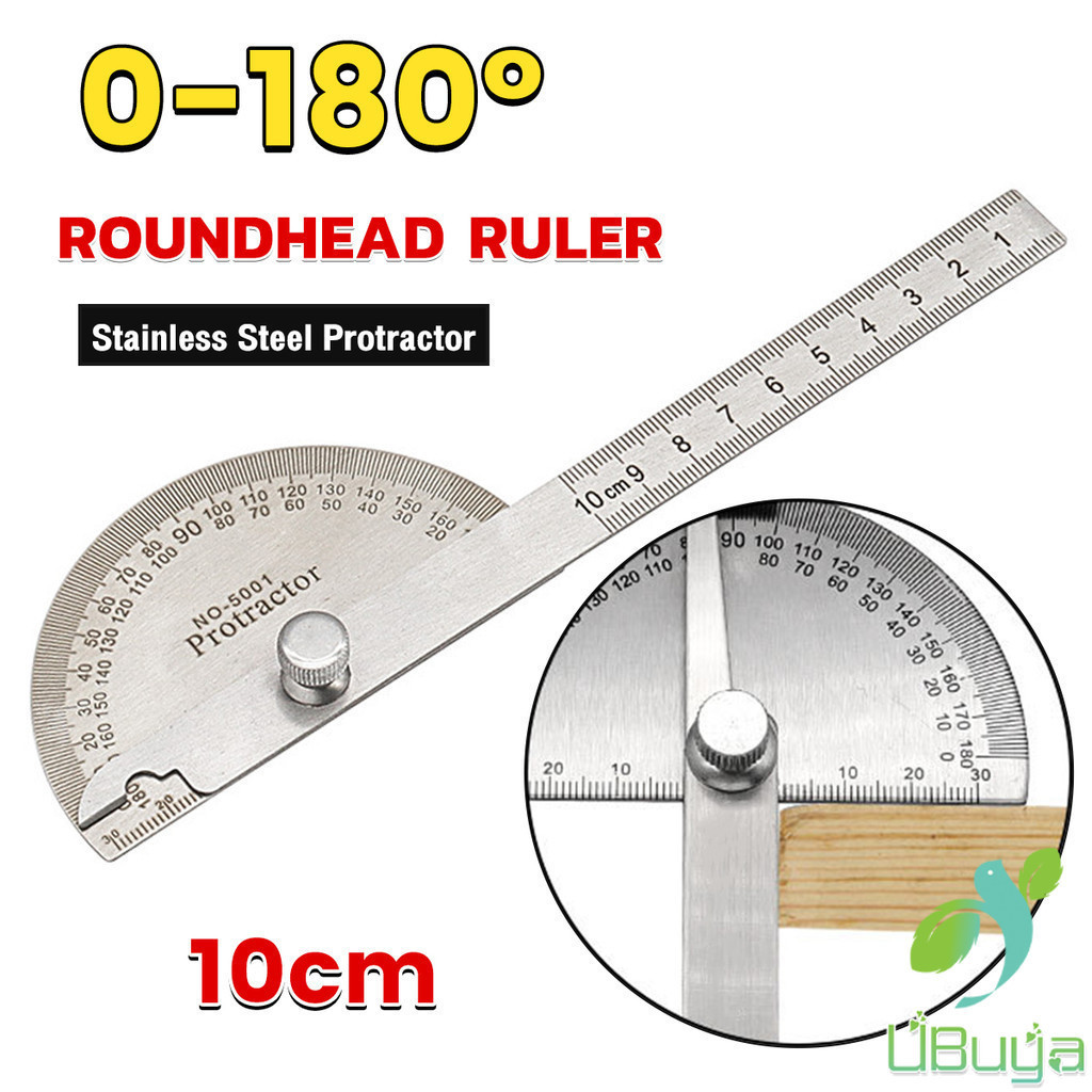 UB Stainless Steel Protractor Adjustable Roundhead Ruler 180 Degree ...