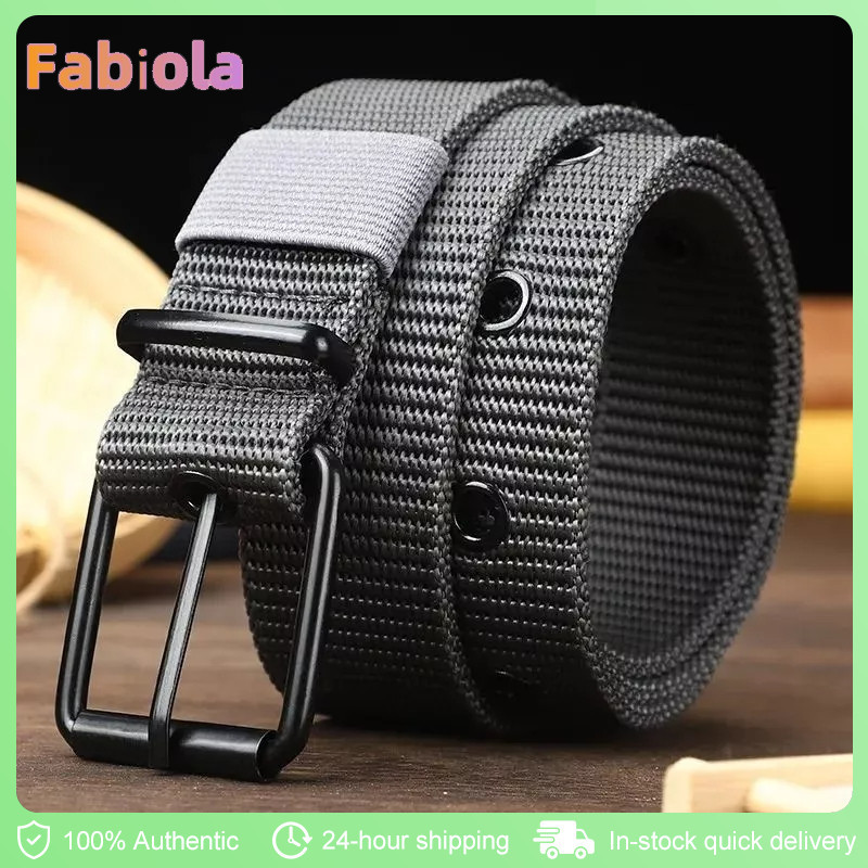 Black/Gray Simple New Design Canvas Nylon Belt Unisex Simple Fashion ...